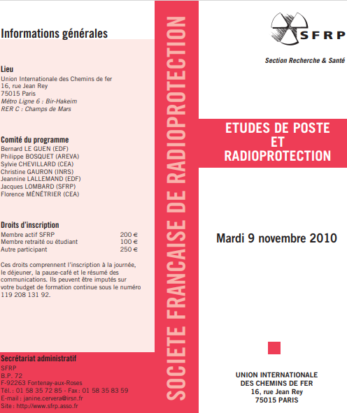 Etudes De Poste Et Radioprotection - SFRP